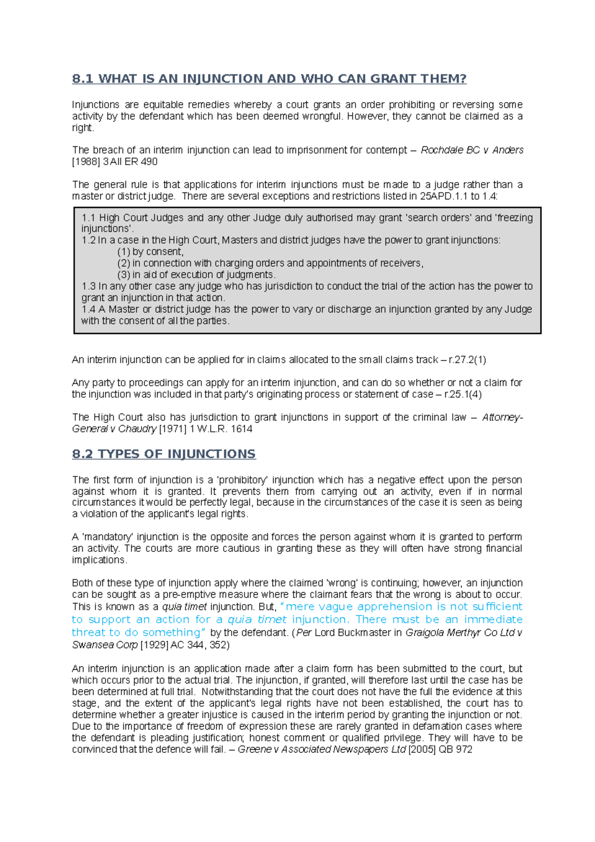 Injunction - 8 WHAT IS AN INJUNCTION AND WHO CAN GRANT THEM ...