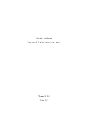 Density lab report - Chemistry Lab Report Experiment 1: Density ...
