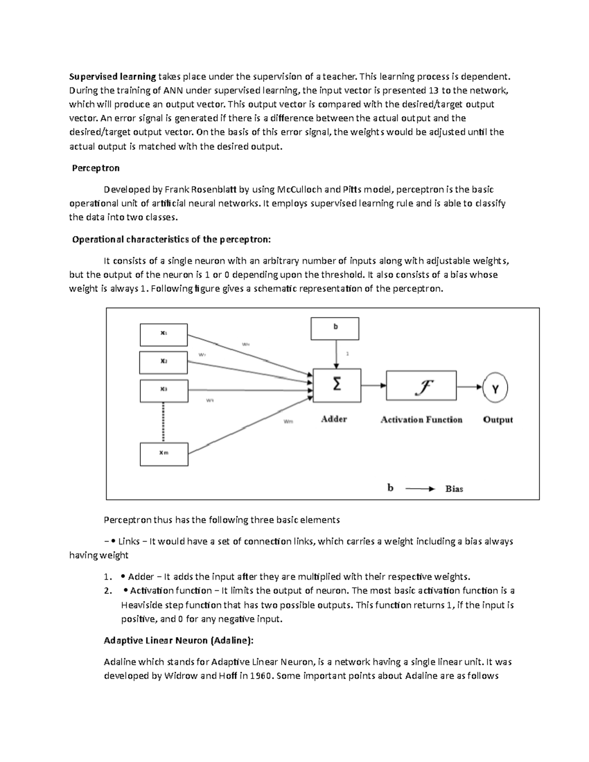 Madaline - SOFT COMPUTING - Supervised learning takes place under the ...