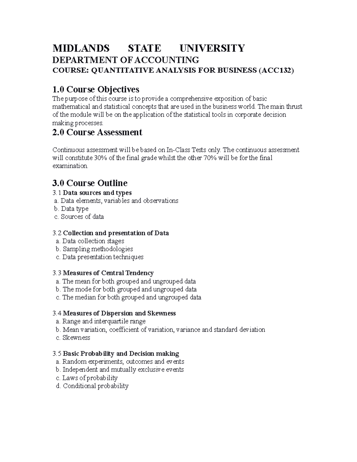 Acc132 Module Outline 5(5)21 - audit and Assurance - MSU - Studocu