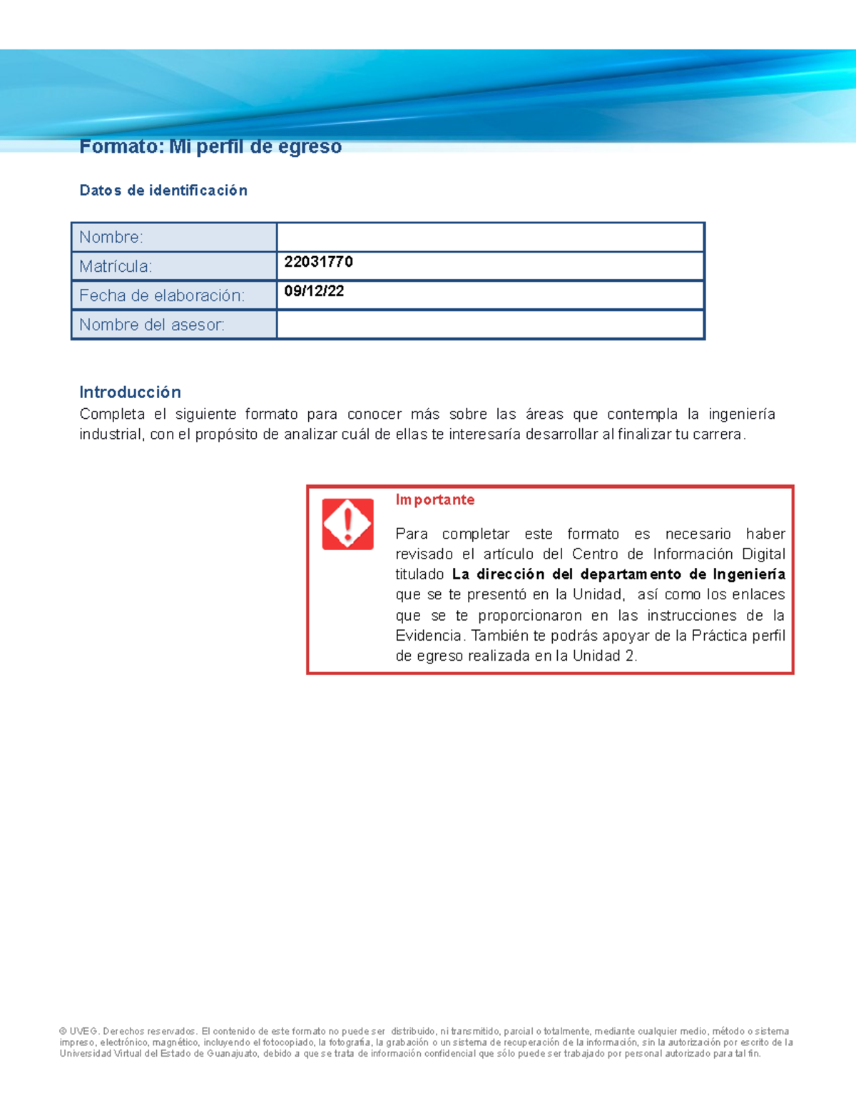 Mi perfil de egreso - primer acc - Formato: Mi perfil de egreso Datos ...