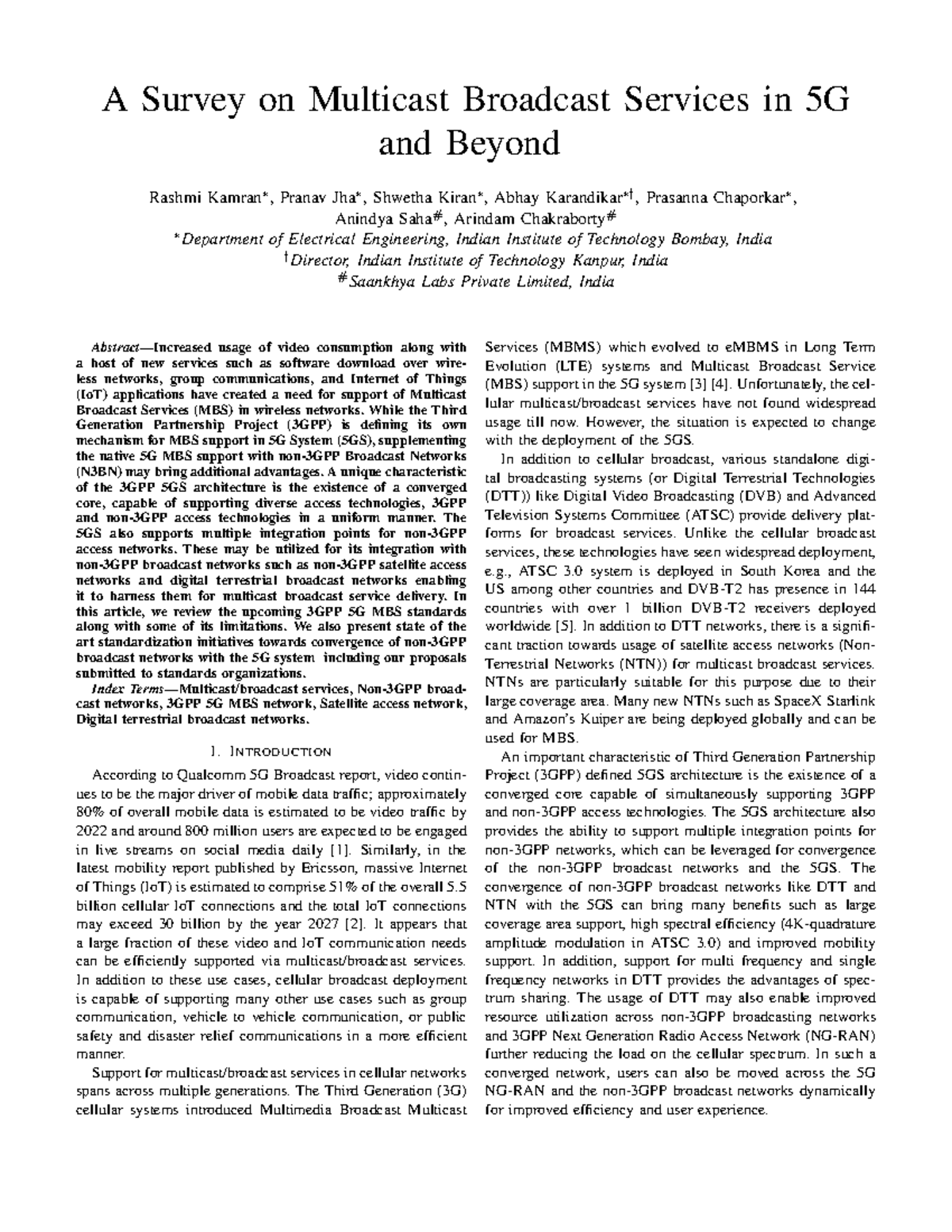 Viet Survey Multicast Broadcast Services NCC2022 - A Survey on Multicast Broadcast Services in ...