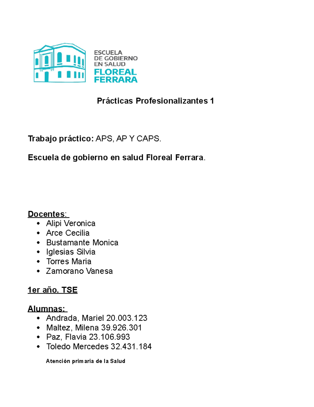 Prácticas Profesionalizantes 1 - Prácticas Profesionalizantes 1 Trabajo ...