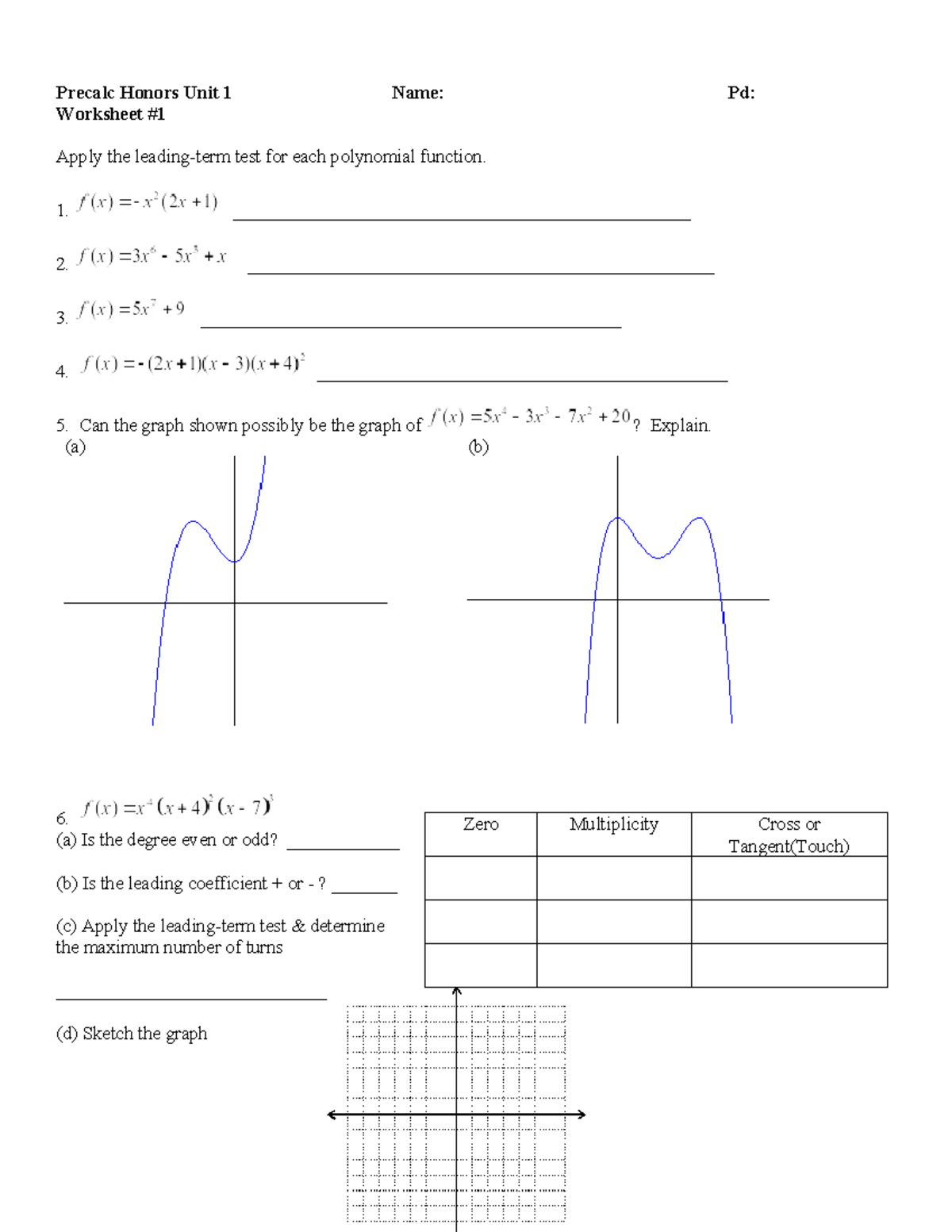 Unit 1 Homework 23-24 - Precalc Honors Unit 1 Name: Pd: Worksheet ...