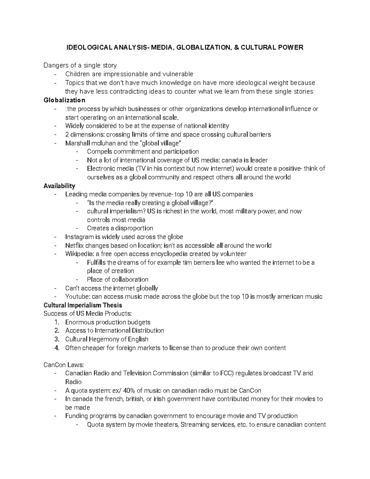 Ideological Analysis- Media, Globalization, and Cultural Power ...