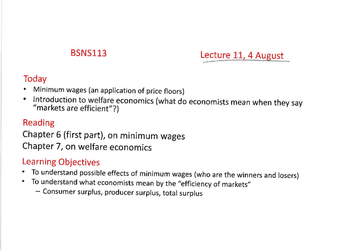 113(23) Lecture 11 (Annotated) - Economic Principles and Policy - University of Otago - Studocu