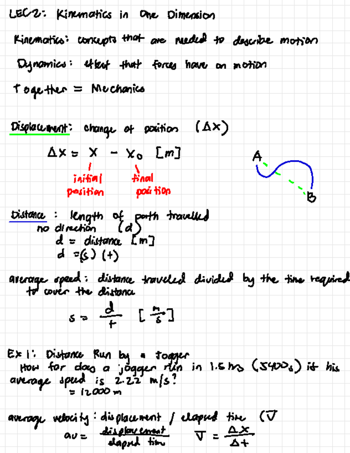 Kinematics - kin - General Physics Lecture - Studocu