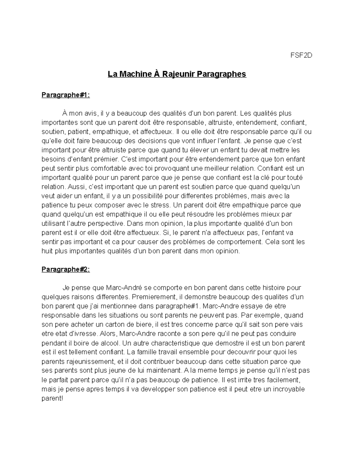 French paragraphs for MAR - FSF2D La Machine À Rajeunir Paragraphes ...