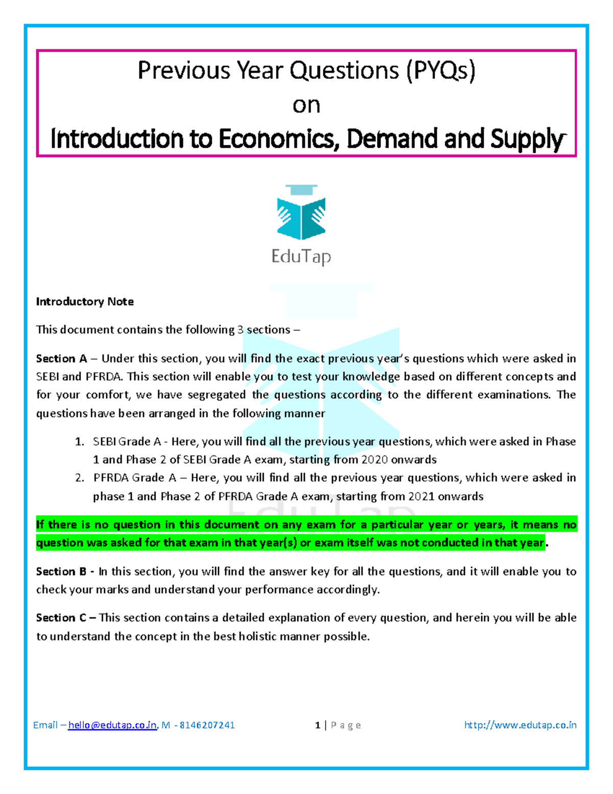 Previous Year Questions - Introduction to Economics Demand and Supply ...