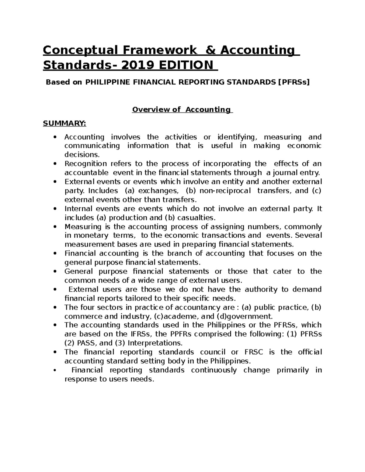 Overview of Accounting - Conceptual Framework & Accounting Standards ...