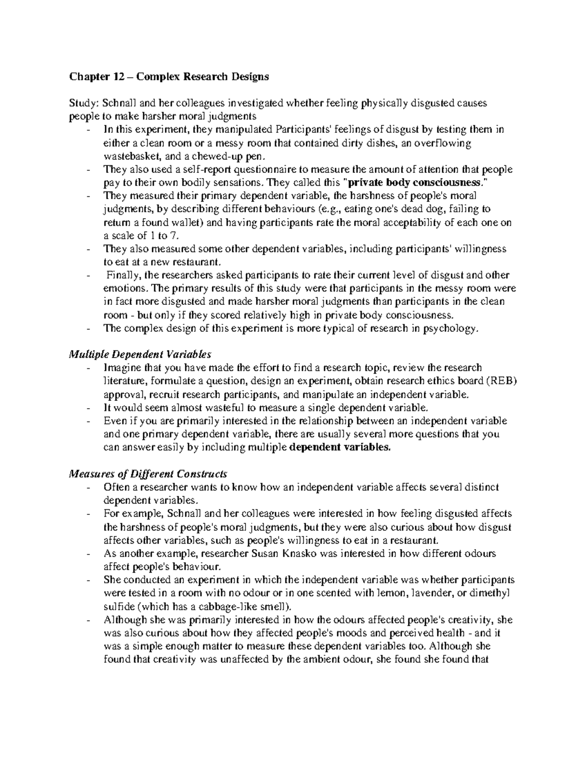 Chapter 12 kine 2049 - Chapter 12 – Complex Research Designs Study ...