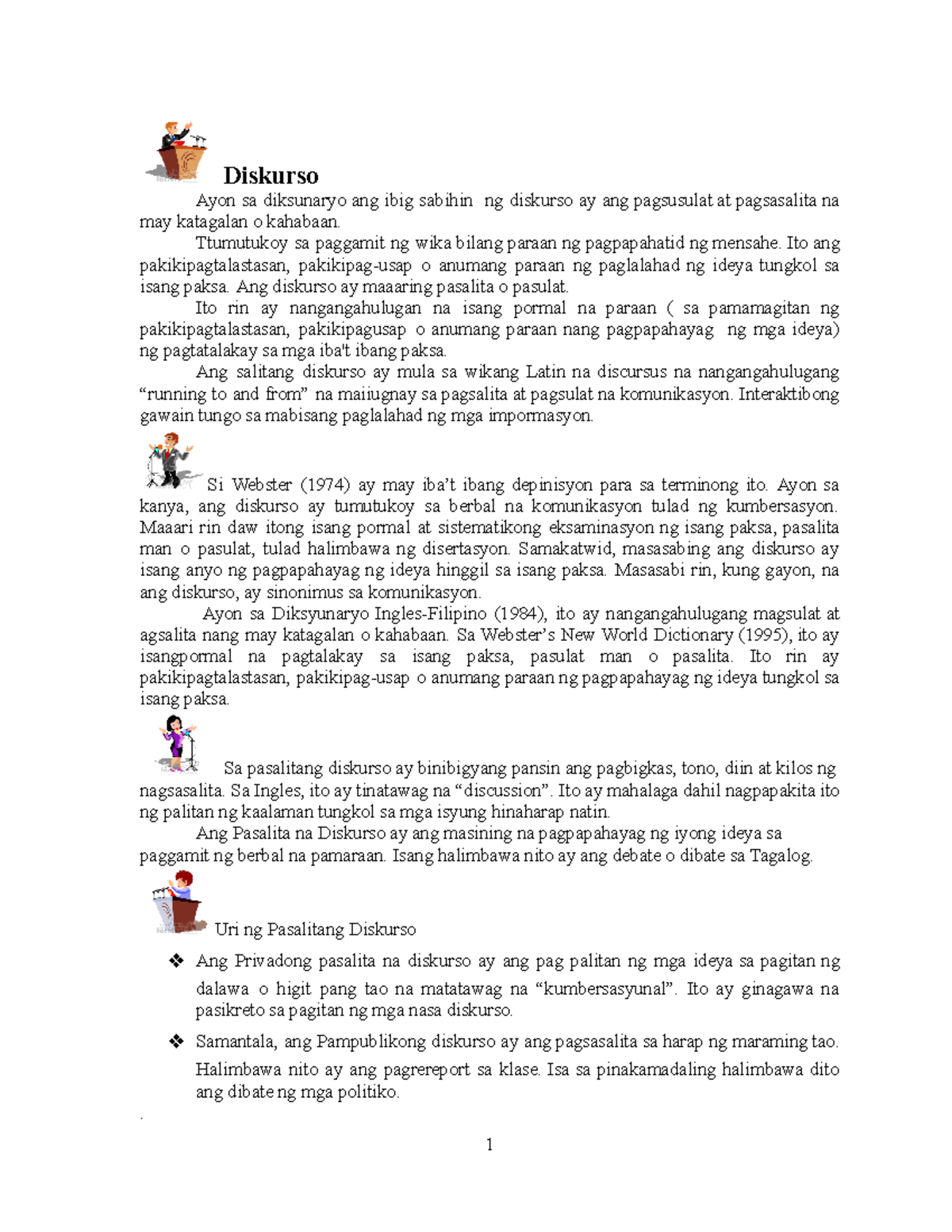 GE Filipino 101 Final na Babasahin (BSN) - Diskurso Ayon sa diksunaryo ...