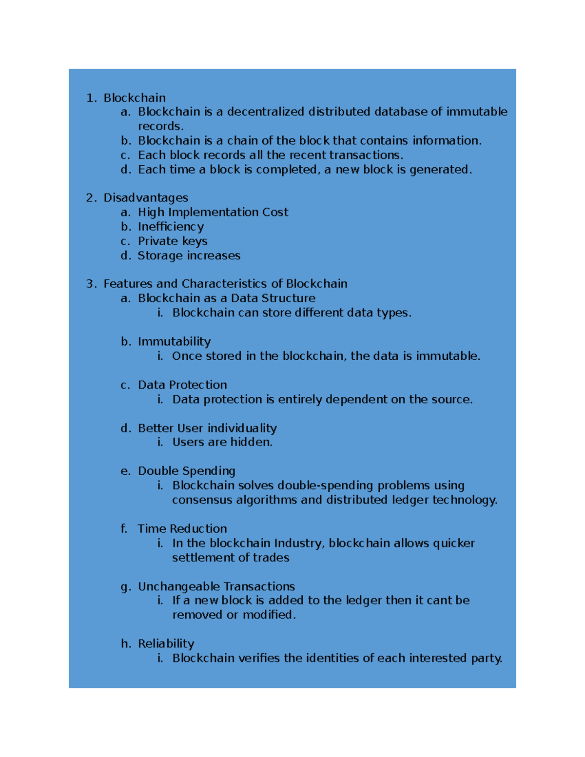 blockchain notes | block chain - Blockchain a. Blockchain is a ...