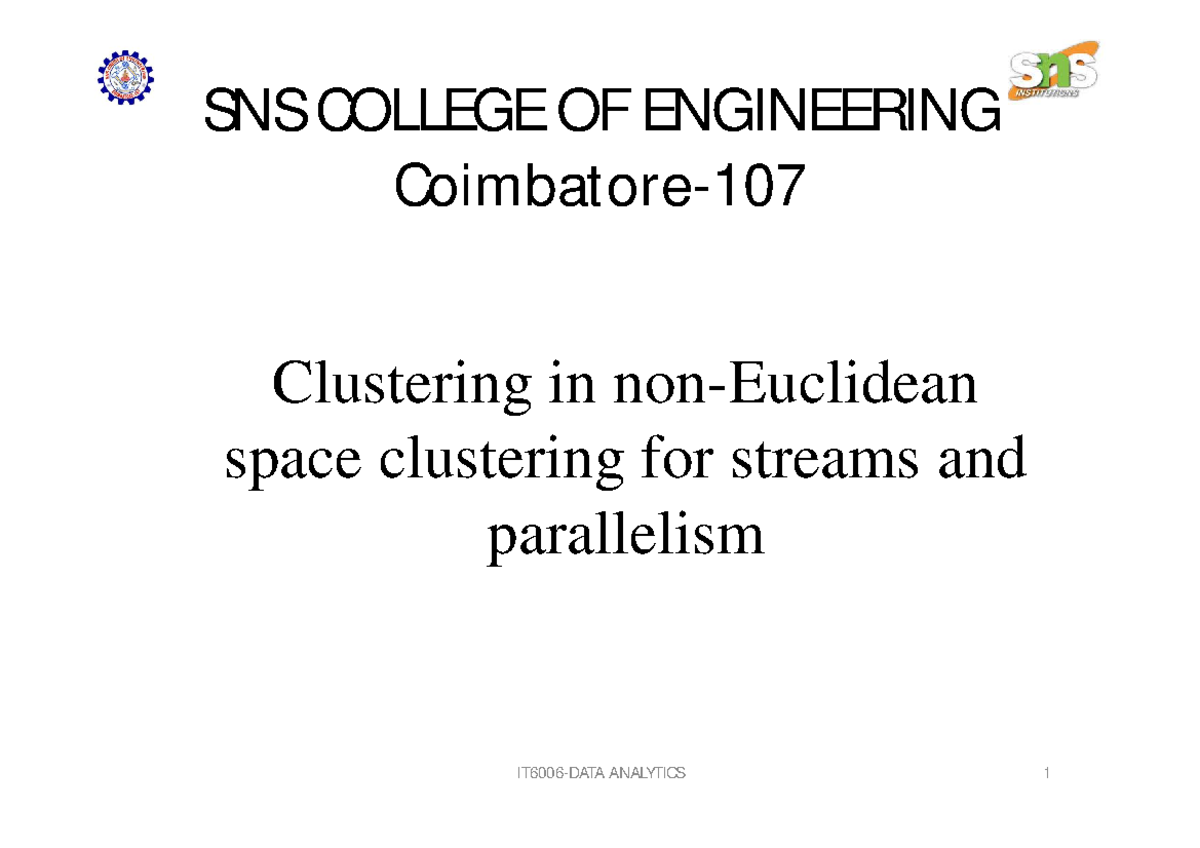 Clustering In Non Euclidean Space Clustering In Non Euclidean Space