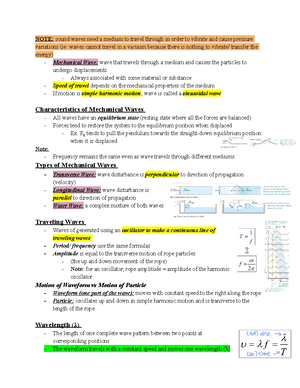 Ch 12 Lec 6- Mechanical Waves and Sound - Always use velocity OR ...