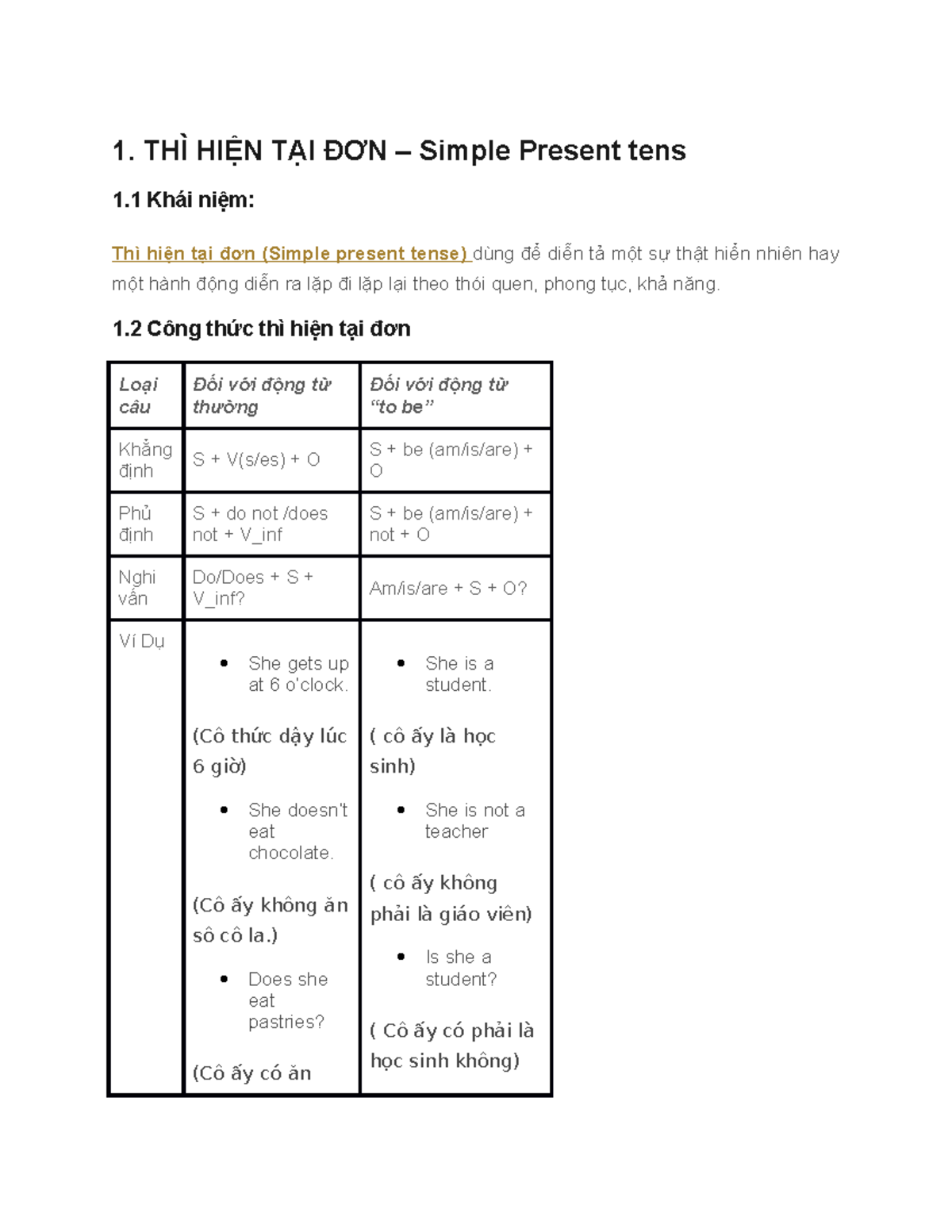 Các Thì Tiếng Anh - hust - 1. THÌ HIỆN TẠI ĐƠN – Simple Present tens 1 ...