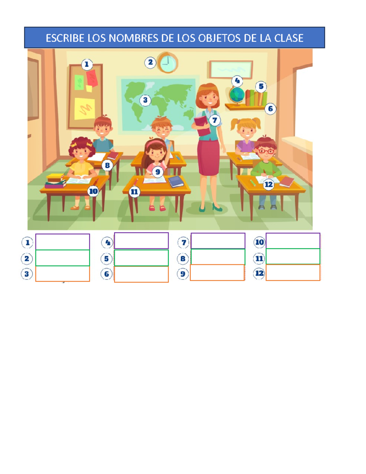 Review for the quiz location, description, class objects - ESCRIBE LOS ...