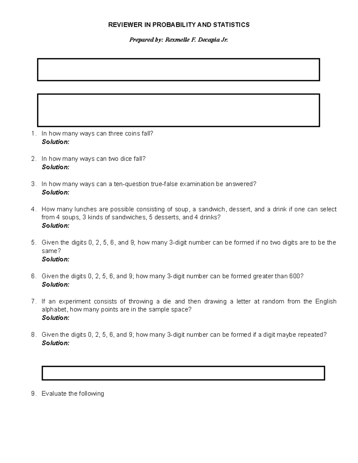 Probability and Statistics - REVIEWER IN PROBABILITY AND STATISTICS ...