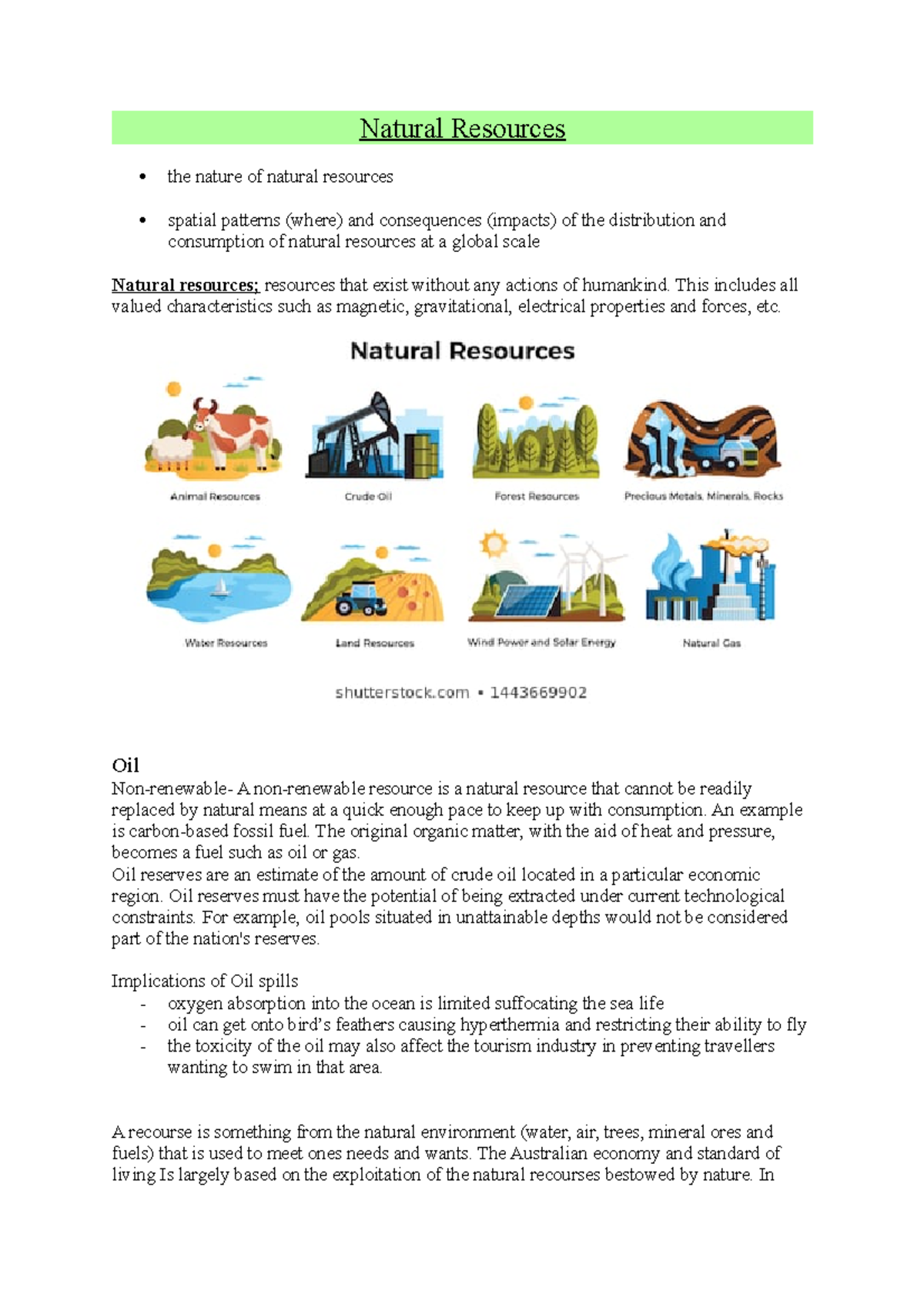 Natural Resources: Distribution Consumption and Impacts - Studocu
