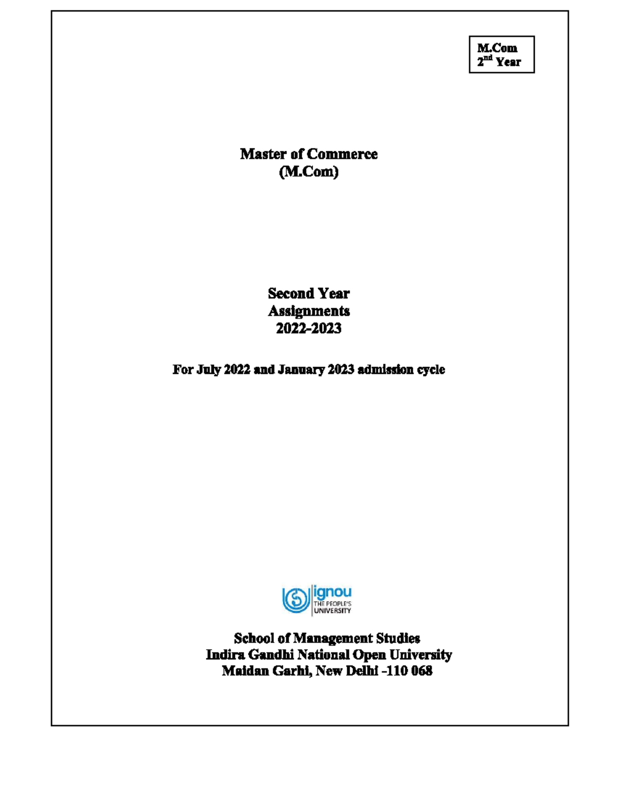 MCOM-2 - QUESTIONS - Masters in commerce - Studocu