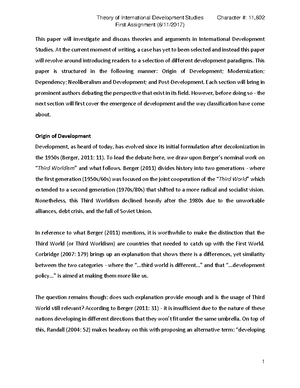 Theory in International Development Studies Notes - THEME 1: WHAT IS ...