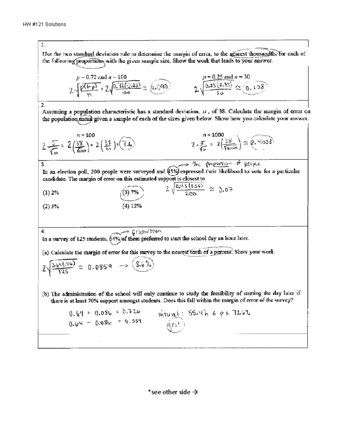 HW 121 Solutions - Hw assignment for Algebra 2 honor - HW #120 ...