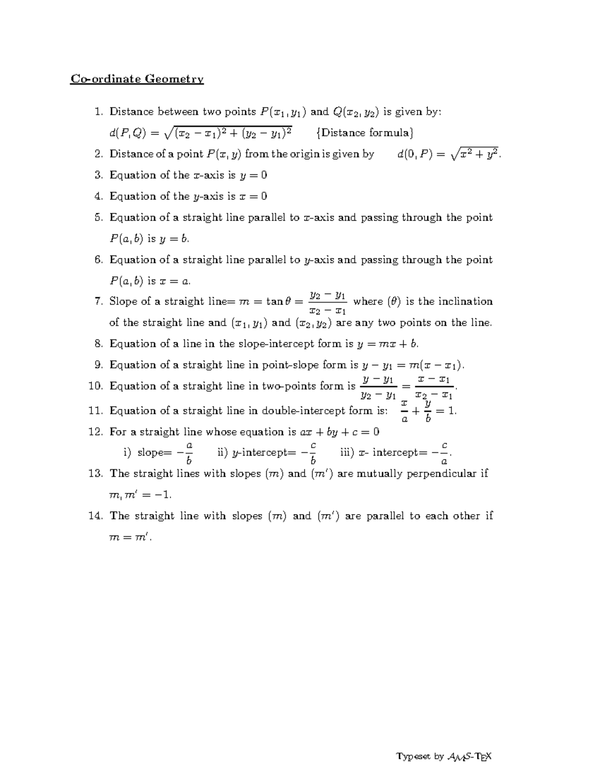 Co-ordinate Geometry - College Algebra - Co-ordinate Geometry 1 ...