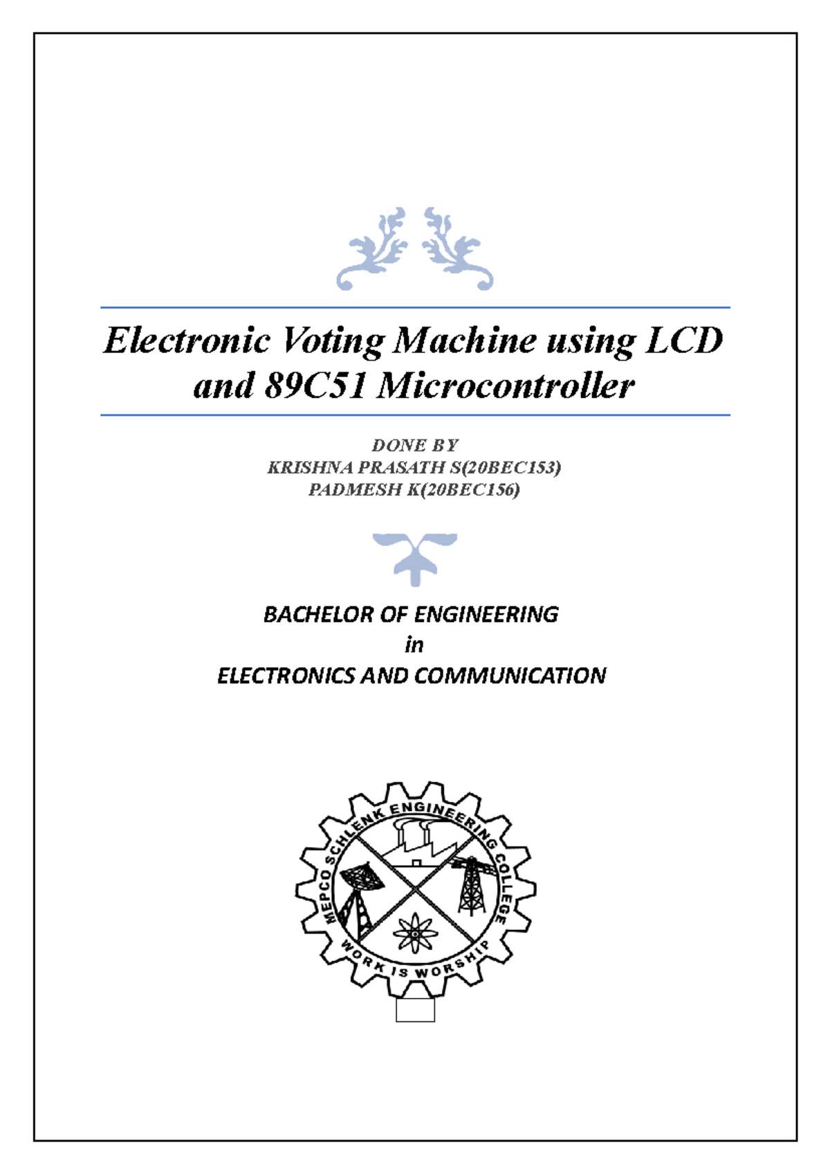 Electronic Voting Machine using LCD and 8051 microcontroller - The ...