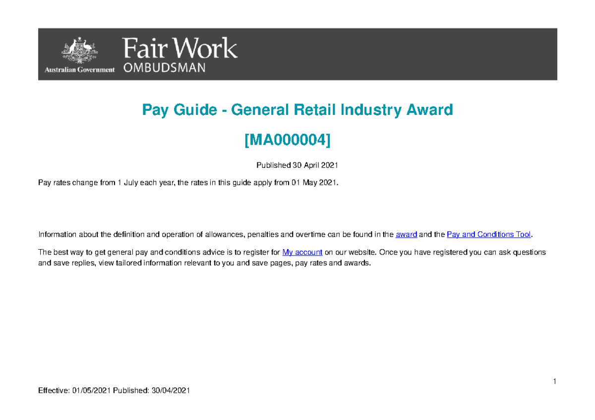 General-retail-industry-award-ma000004-pay-guide - Pay Guide - General ...