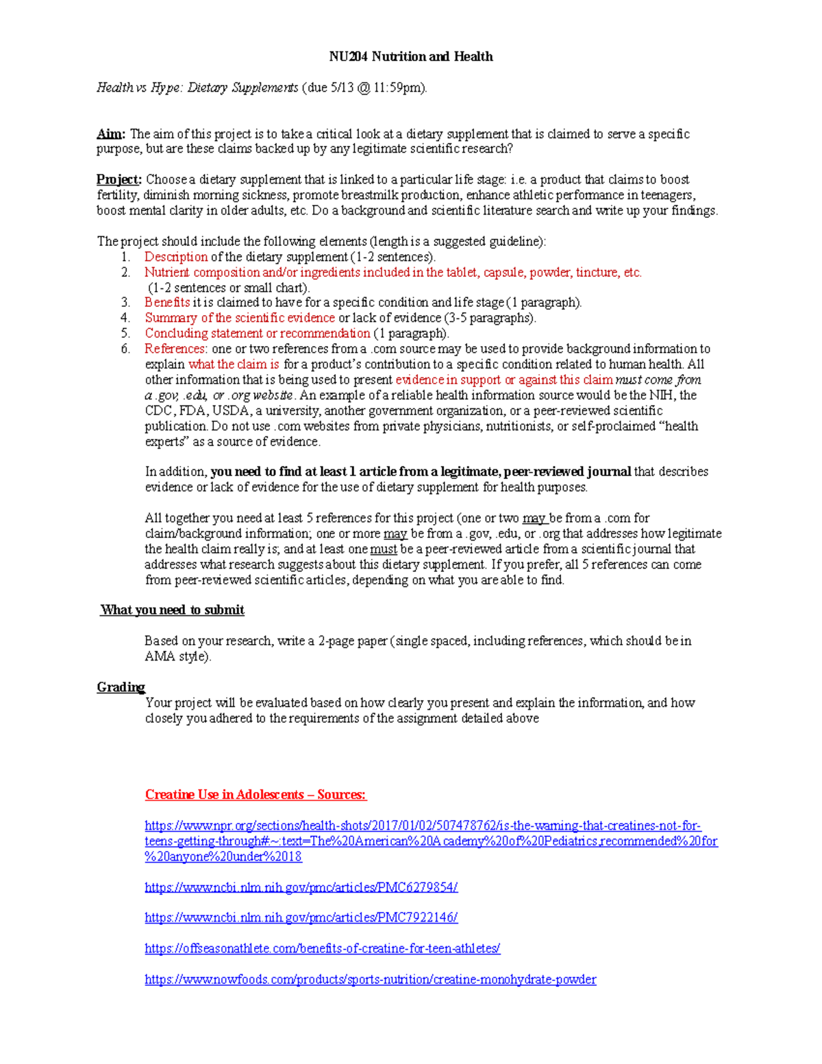 Nutrition Final Paper 2022 academic year - NU204 Nutrition and Health ...