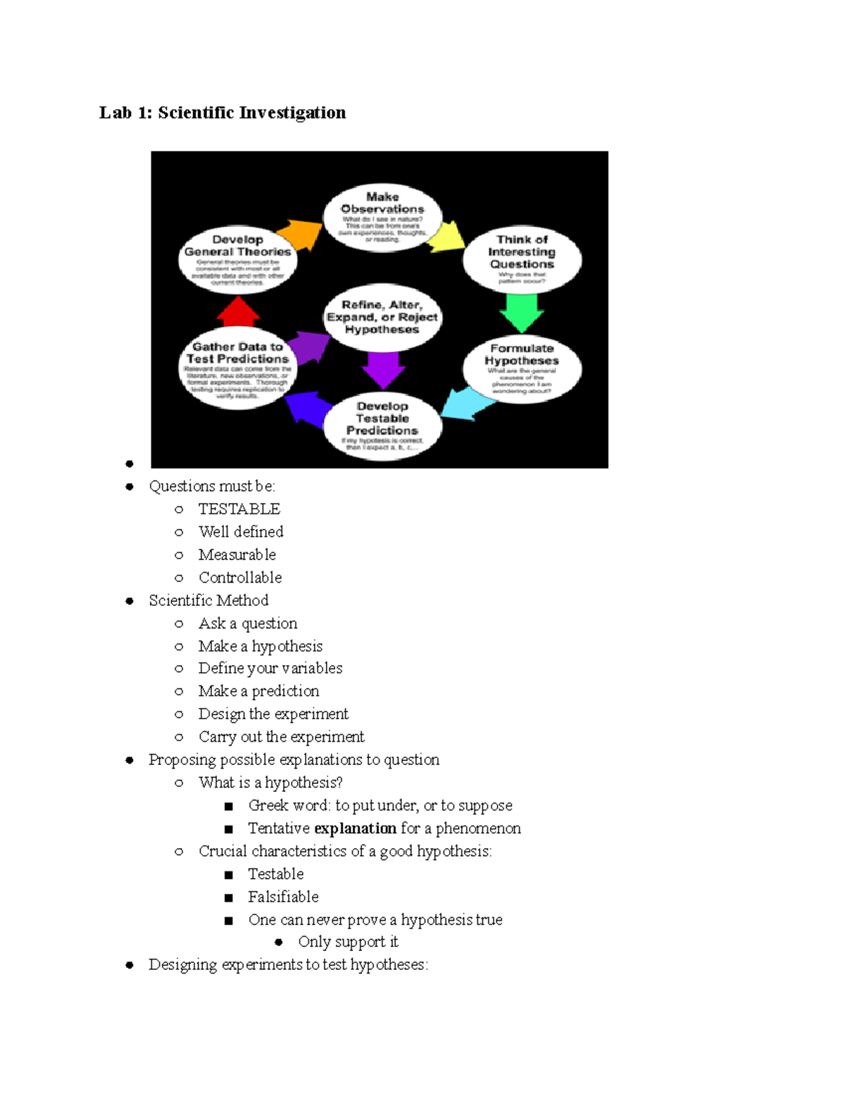 Bio Lab Exam 1, Study Guide - Lab 1: Scientific Investigation Questions ...