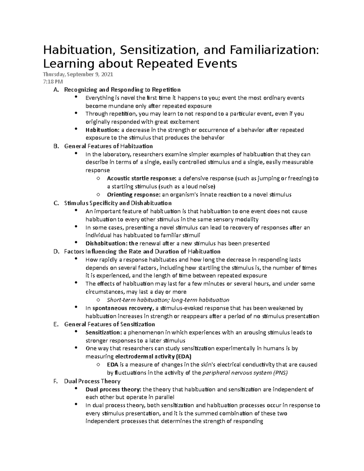 Learning and Memory ch. 3 - Habituation, Sensitization, and ...