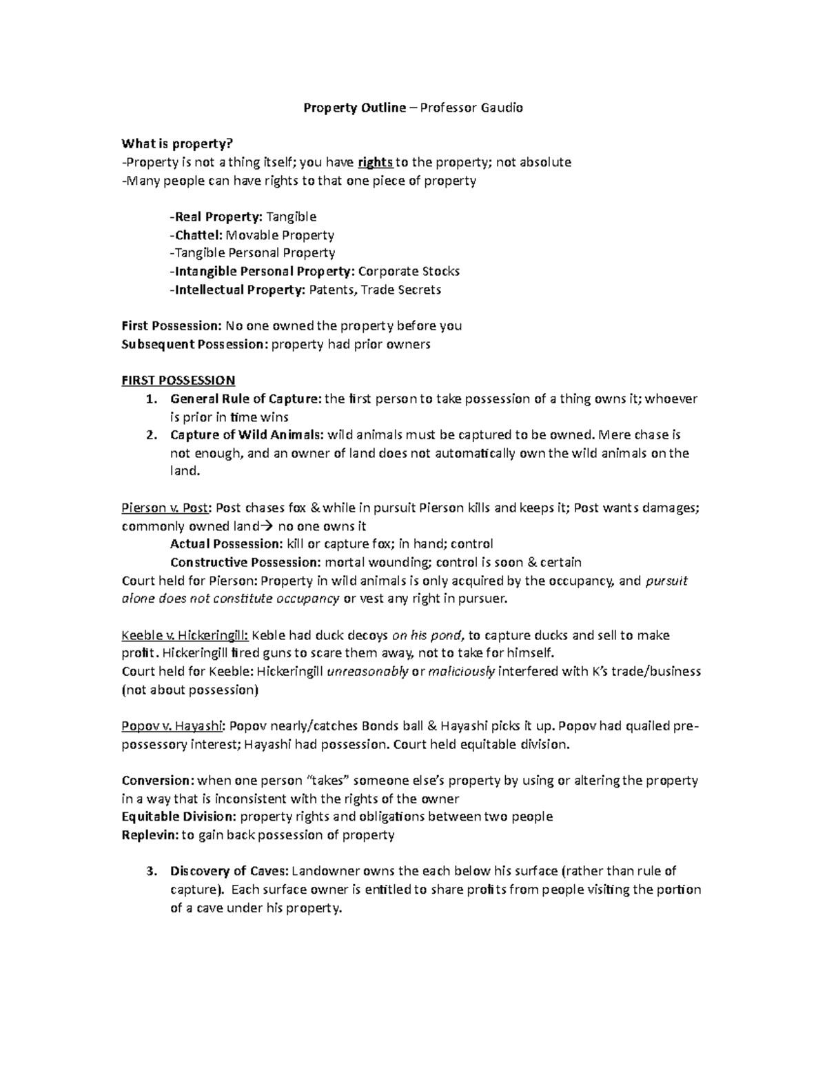 Property Outline 2017 - Property Outline – Professor Gaudio What is ...