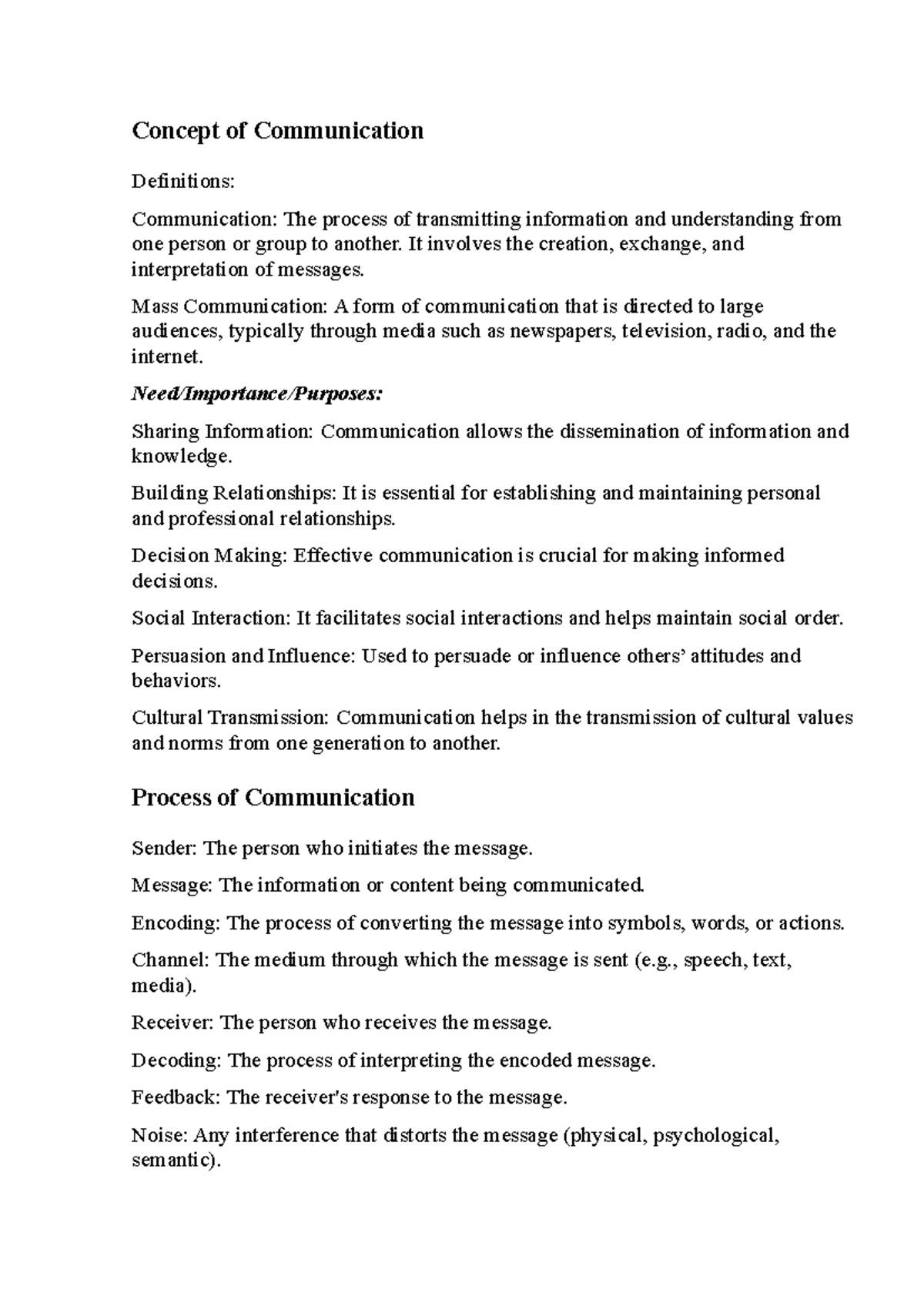 Concept of Communication - Concept of Communication Definitions ...
