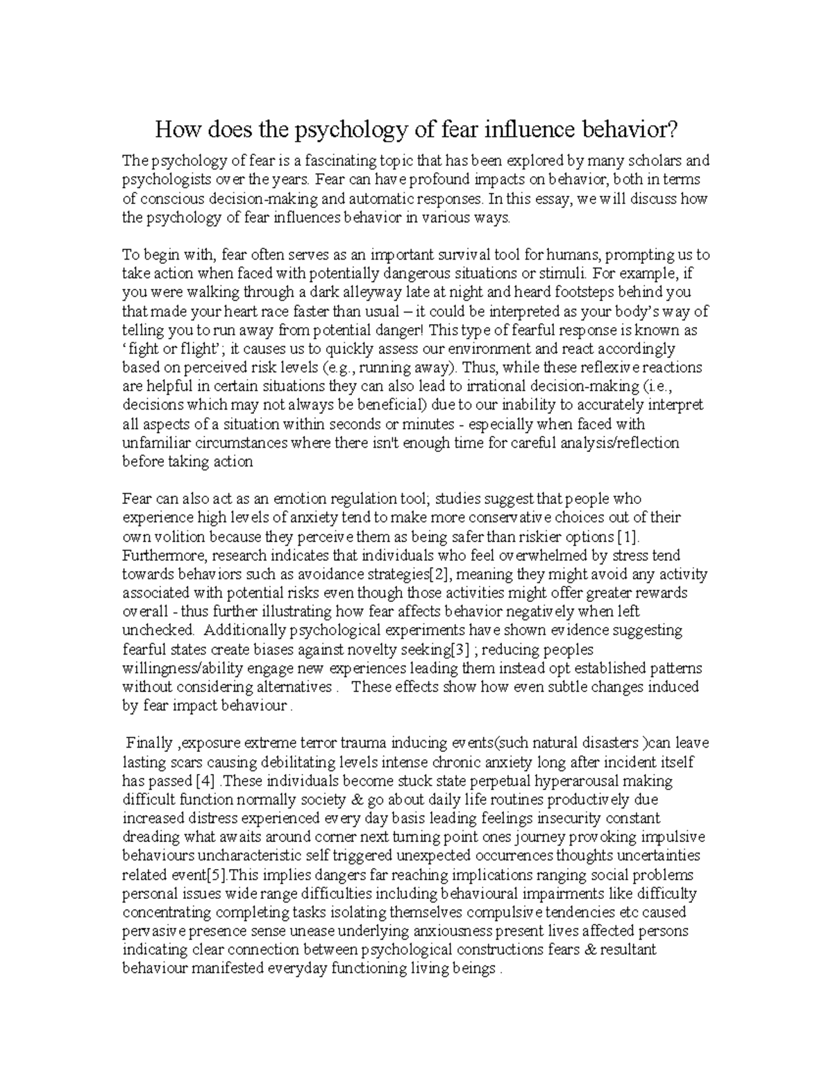 intro to psychology - How does the psychology of fear influence ...