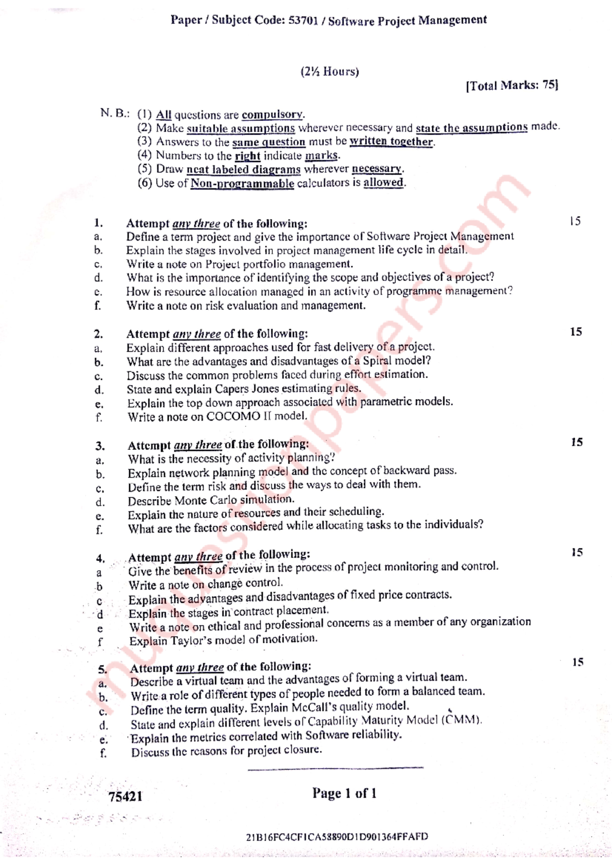 Tybsc-IT SEM5 SPM NOV19 - Software project management - Studocu
