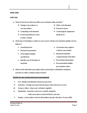 Exam 3-1 - COC - Level Three: Worksheet Three Project One: Process ...