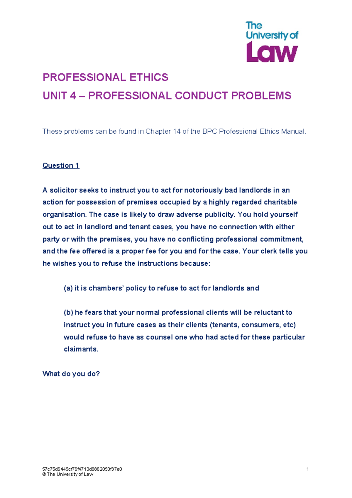 2324 eth unit04 ce01 Professional Conduct Questions - PROFESSIONAL ...