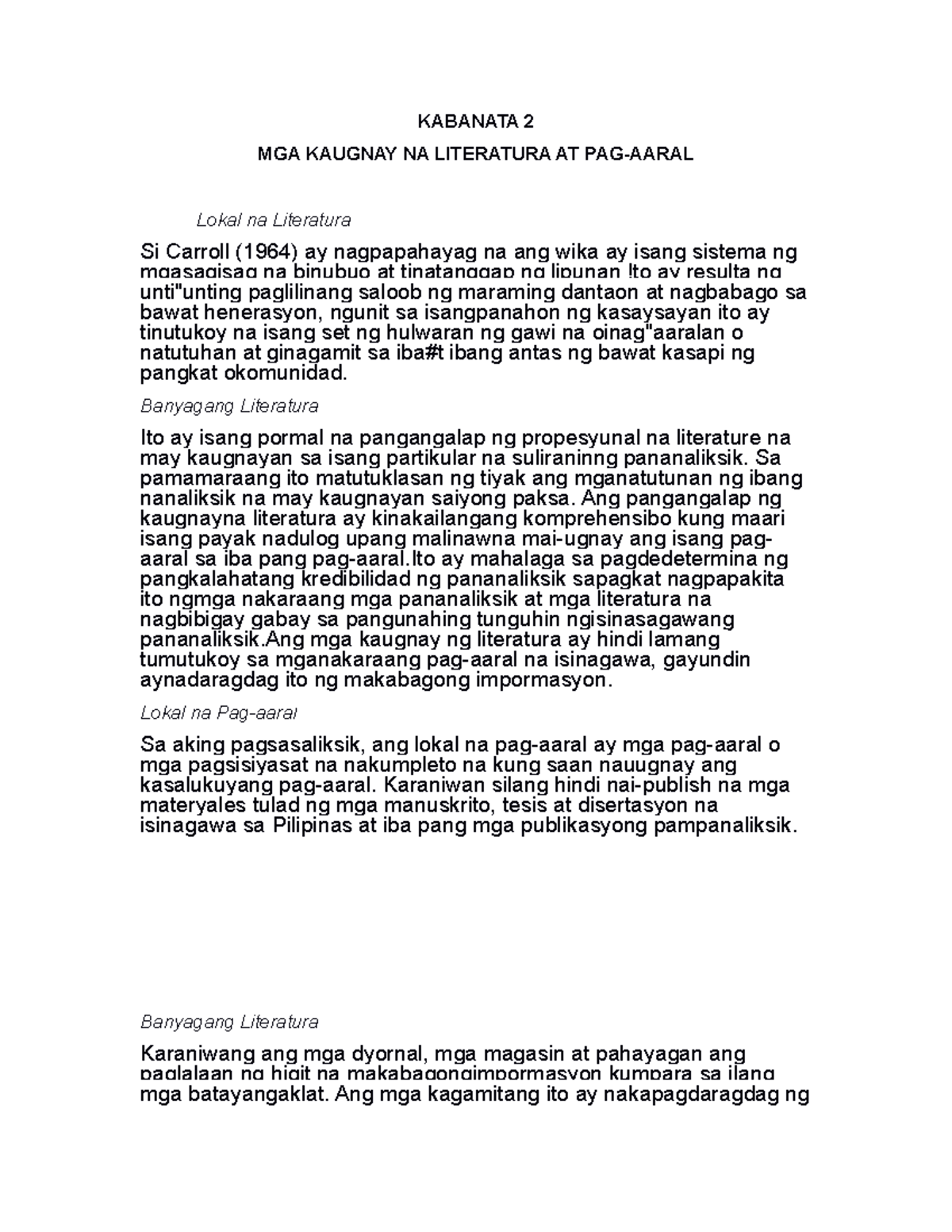 k;jsdhfkjhdfkjhsadf - KABANATA 2 MGA KAUGNAY NA LITERATURA AT PAG-AARAL ...