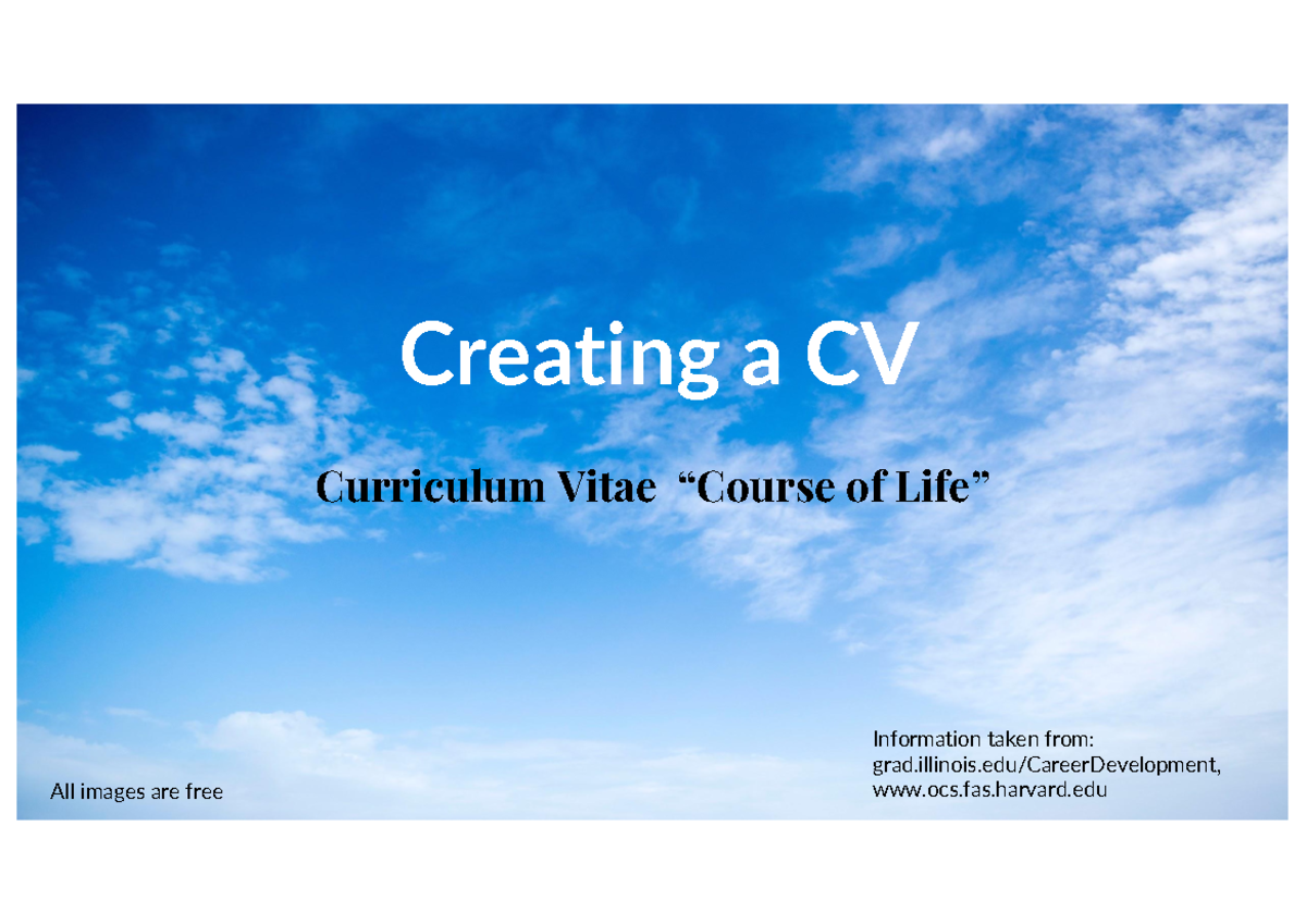 CV - Creating a CV - Hướng dẫn viết CV - Creating a CV Curriculum Vitae ...