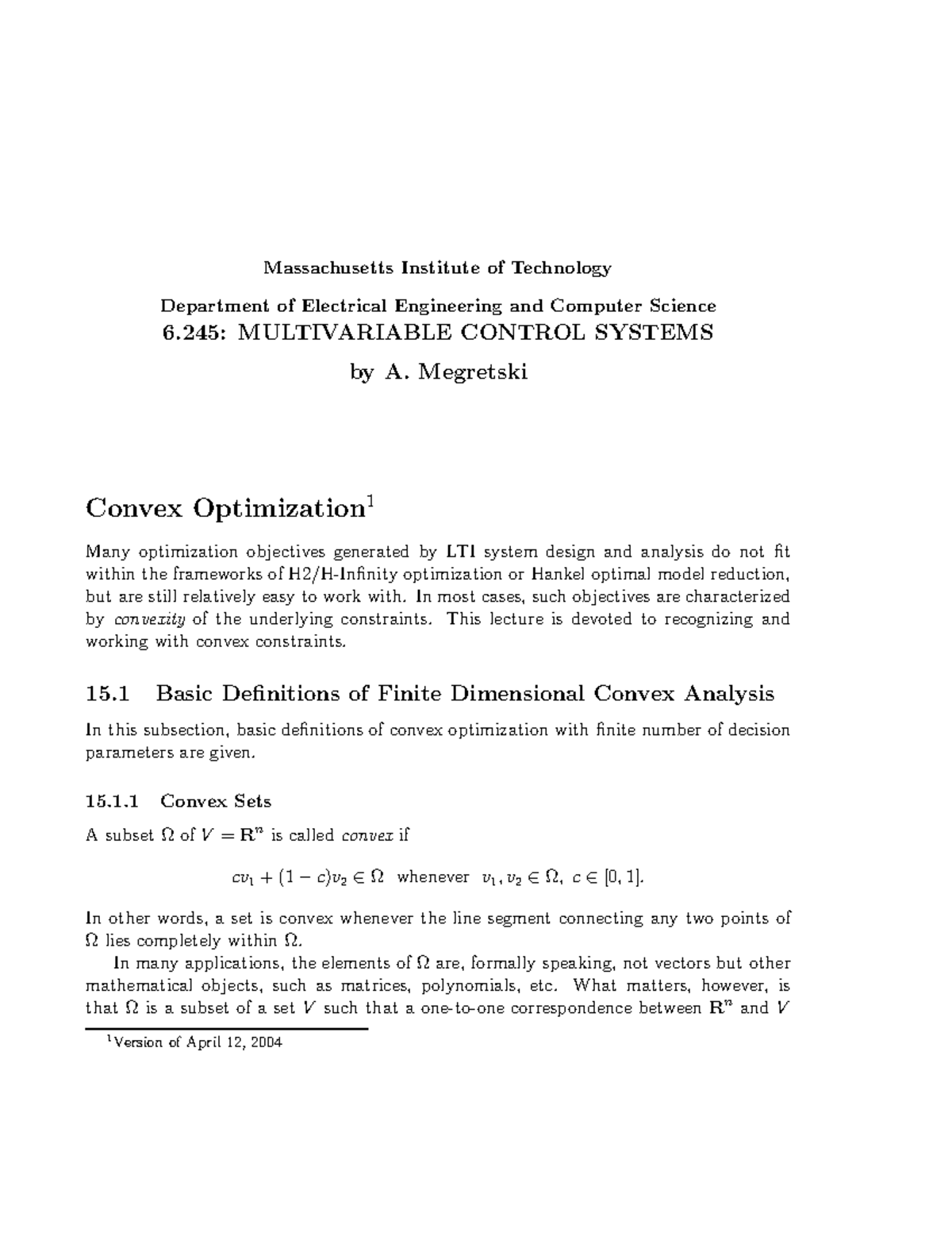 Convex Optimization (PDF) - Massachusetts Institute of Technology ...