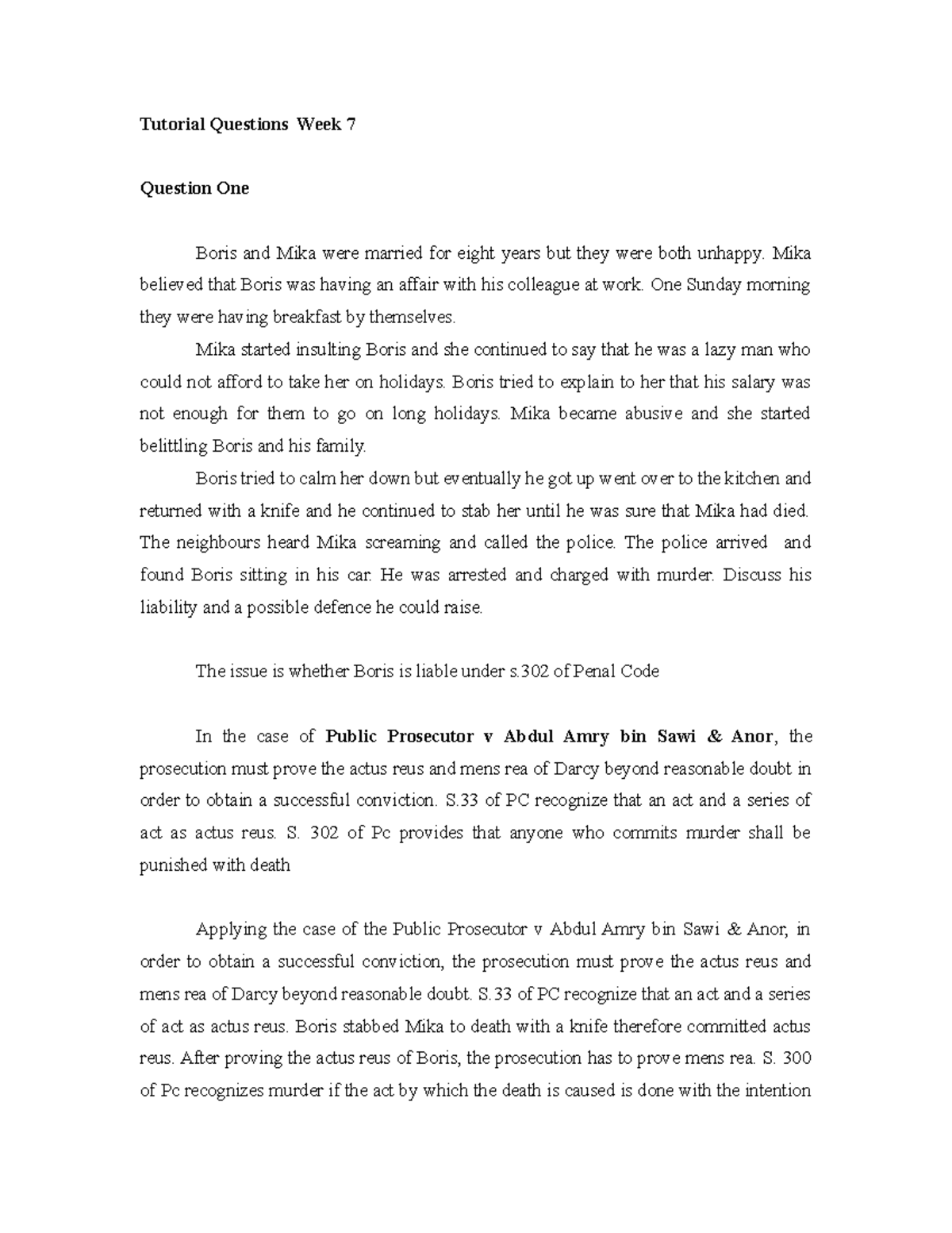 384510 Tutorial Questions 7 - Tutorial Questions Week 7 Question One ...