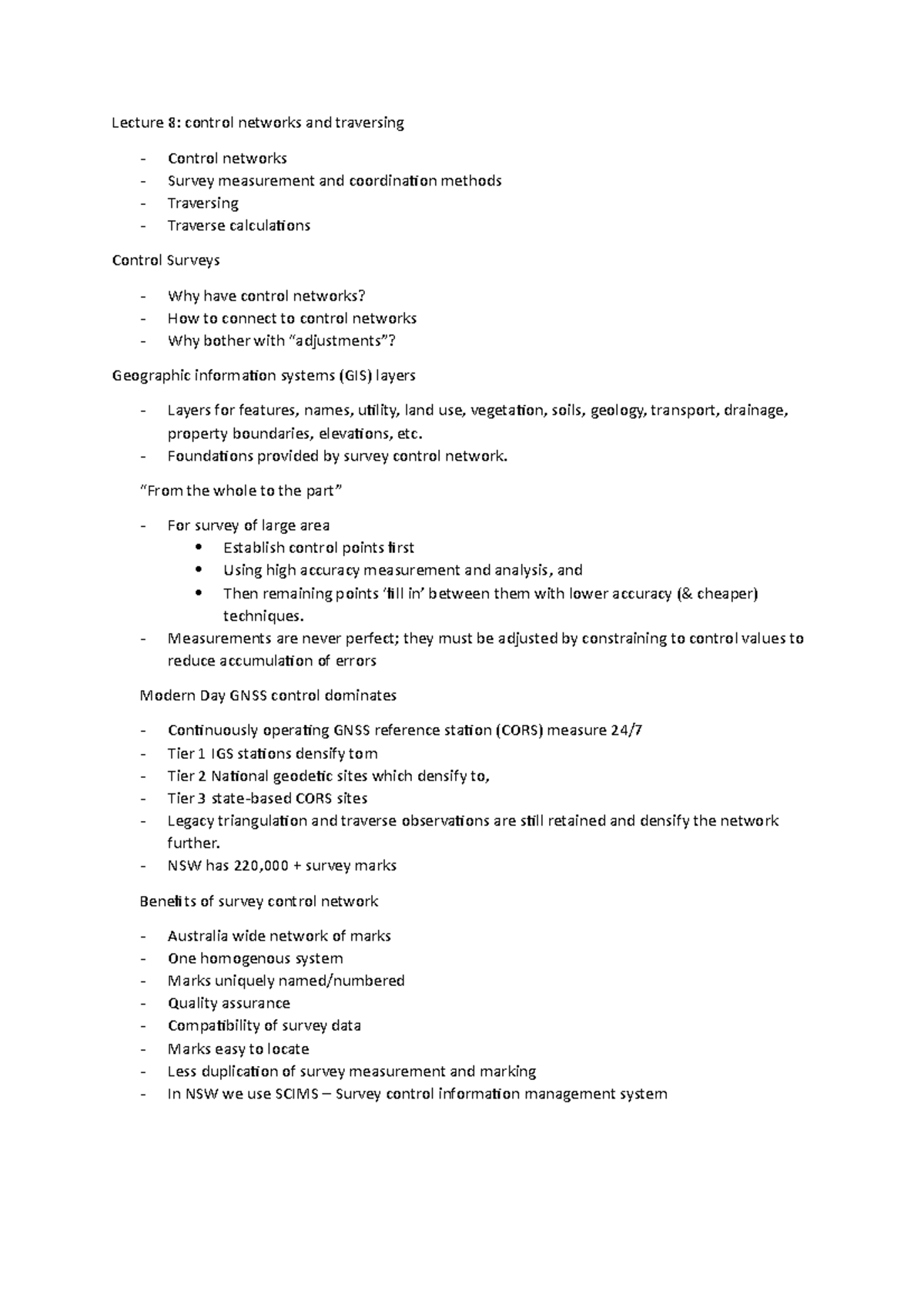 8. Networks and Traversing notes - Lecture 8: control networks and ...