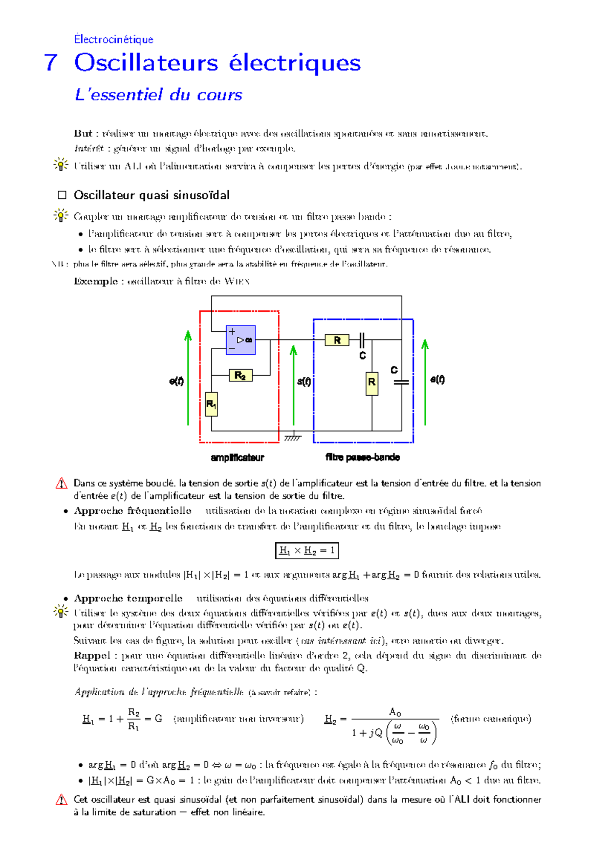 Electrocinétique oscillateurs électriques - Éle tro inétique 7 Os ...