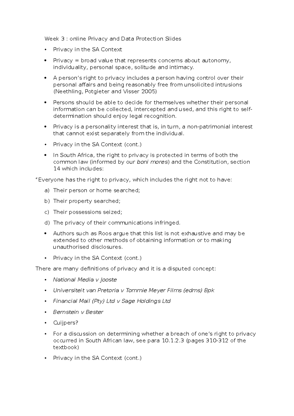 Week 3 - Week 3 : online Privacy and Data Protection Slides - Week 3 ...