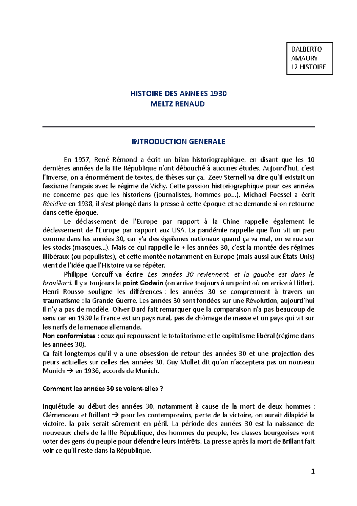 Histoire des annees 1930 - HISTOIRE DES ANNEES 1930 MELTZ RENAUD ...