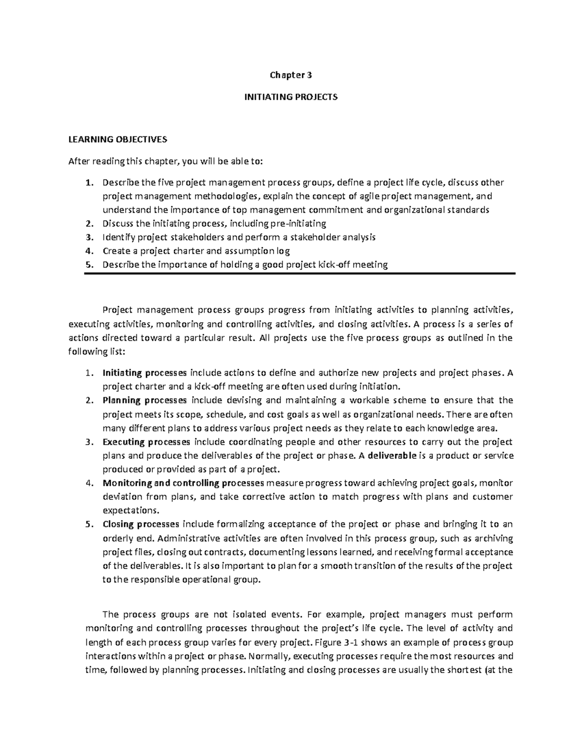 Chapter 3 Initiating Projects - Chapter 3 INITIATING PROJECTS LEARNING ...