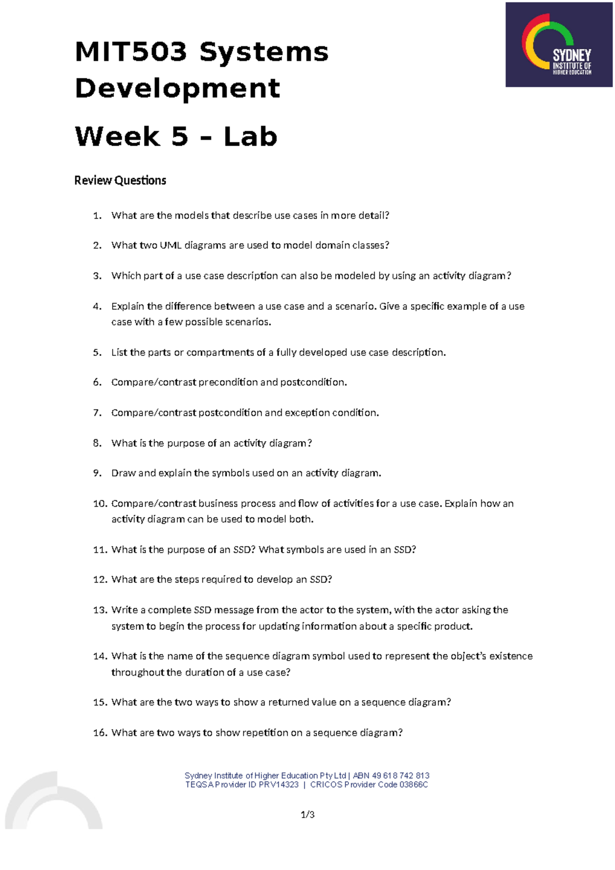 MIT503 Lab5 - the - MIT503 Systems Development Week 5 – Lab Review ...