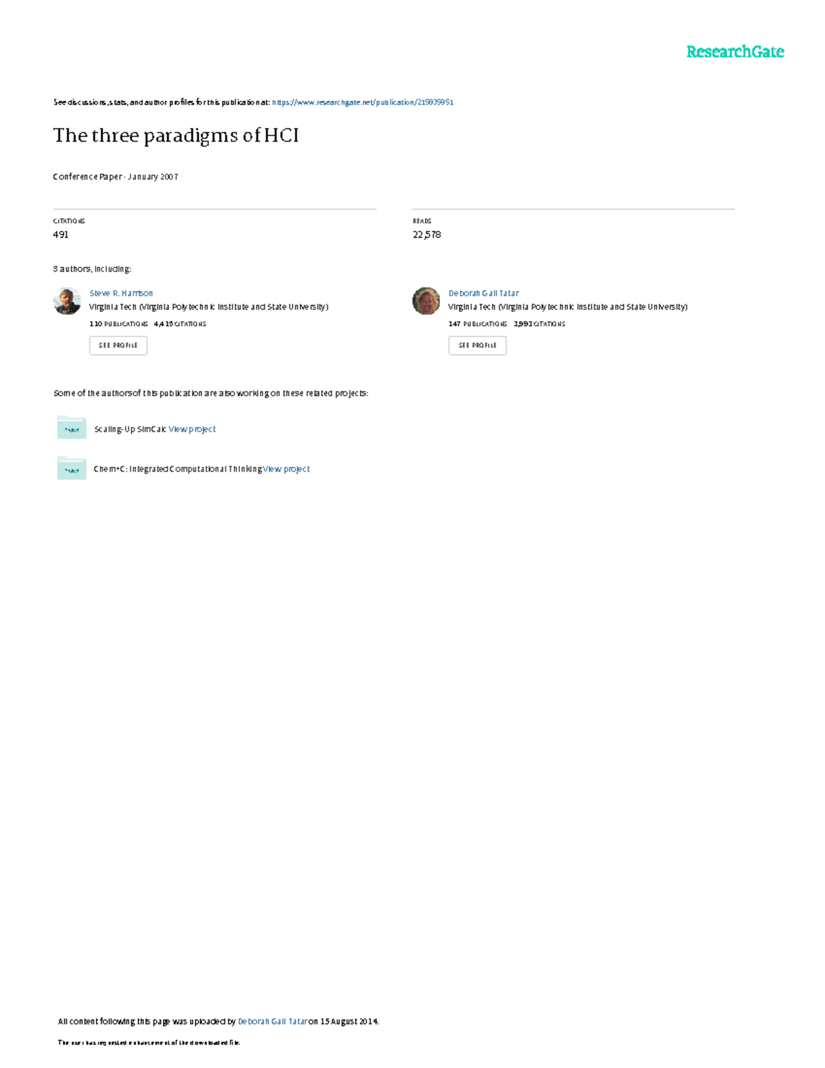 The three paradigms of HCI - See discussions, stats, and author ...