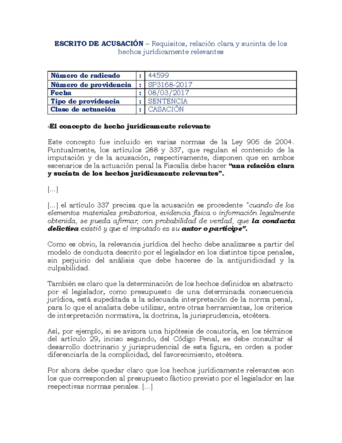 Requisitos 3 - ESCRITO DE ACUSACIÓN – Requisitos, relación clara y ...